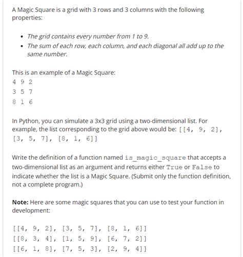 Solved A Magic Square Is A Grid With 3 Rows And 3 Columns