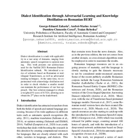 Dialect Identification Through Adversarial Learning And Knowledge Distillation On Romanian Bert