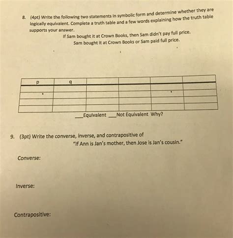 solved 4pt write the following two statements in symbolic