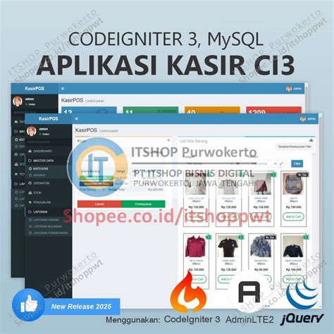 jual source code aplikasi web kasir pos stok dan rop menggunakan codeigniter 3 jquery ajax