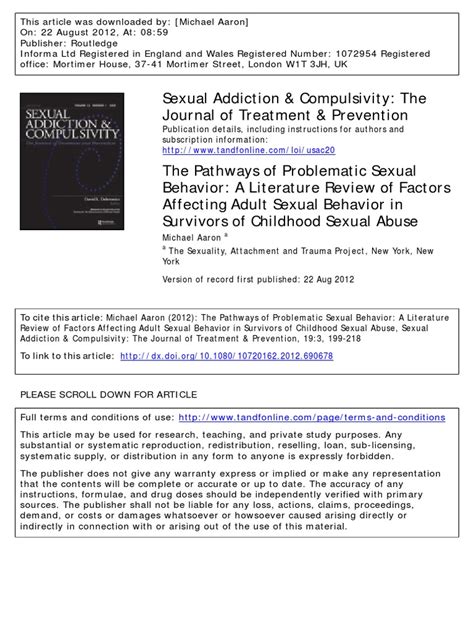Pathway Of Problematic Sexual Behavior Pdf Sexual Dysfunction