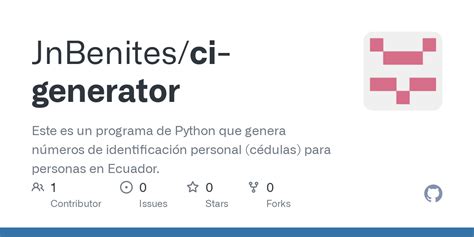 GitHub JnBenites ci generator Este es un programa de Python que genera números de