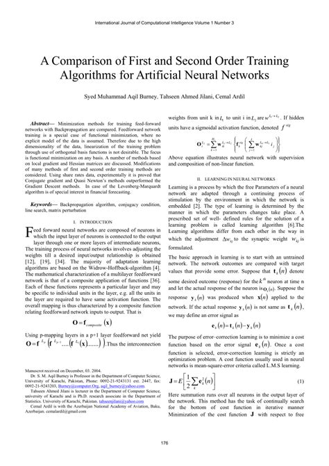 Pdf A Comparison Of First And Second Order Training Algorithms For Artificial Neural Networks