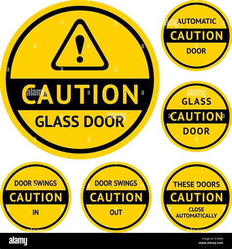 Caution Automatic Door Sign Stock Vector Images Alamy