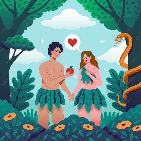 Ilustração Desenhada à Mão De Adão E Eva Vetor Grátis