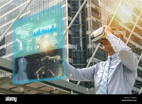 Iot Industry 40 Conceptindustrial Engineer Using Smart Glasses With Augmented Mixed With