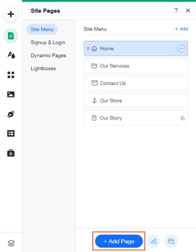 Wix Editor Managing Your Sites Pages Help Center