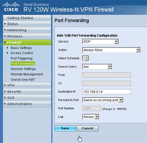 Issue With Remote RDP On RV W Cisco Community
