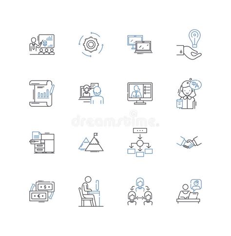 Workforce Control Line Icons Collection Efficiency Productivity