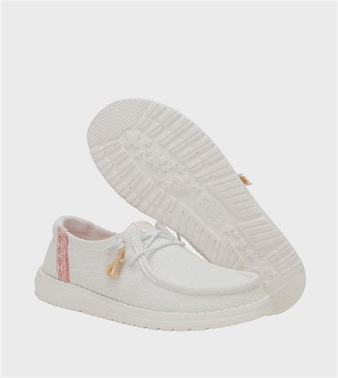 Buy Hey Dude Wendy Textured Canvas Slip On Shoes In White 6thstreet Uae
