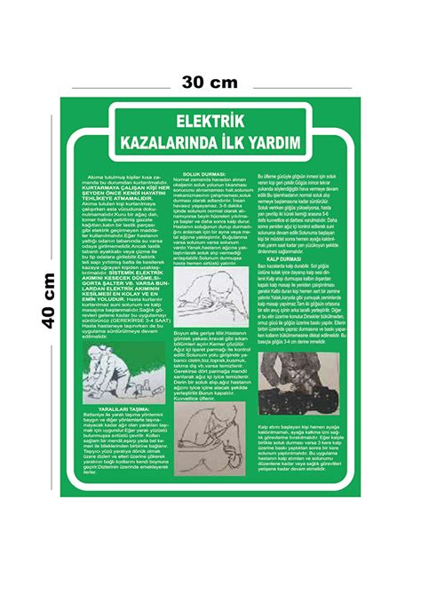 Metal Elektrik Kazalarında İlk Yardım 30cm X 40cm A3 Büyüklüğünde Uyarı Levhası Yönlendirme