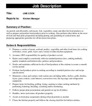 17 Line Cook Job Description Templates Pdf Doc