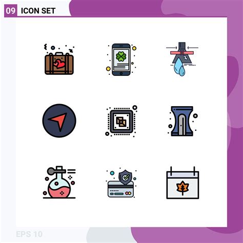 9 User Interface Filledline Flat Color Pack Of Modern Signs And Symbols Of Central Map Saint