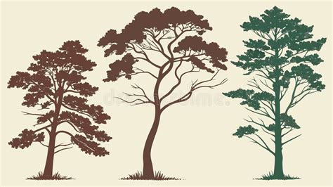 Diverse Tree Types Woodland Ecosystem Nature Vector Design