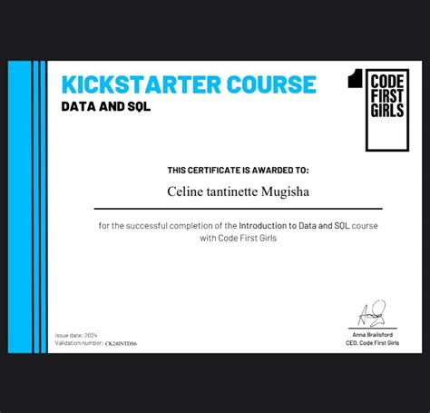 Celine Mugisha On Linkedin Thrilled To Have Earned My Coding Certificate Through Code First Girls