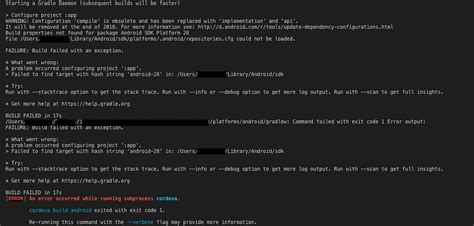 Getting Failed To Find Target With Hash String Android 28 Error
