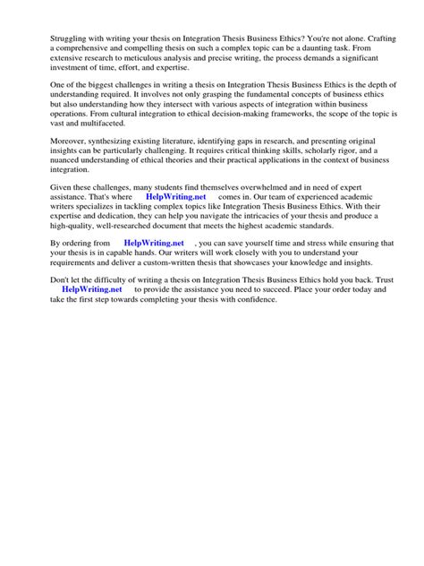 Integration Thesis Business Ethics Pdf