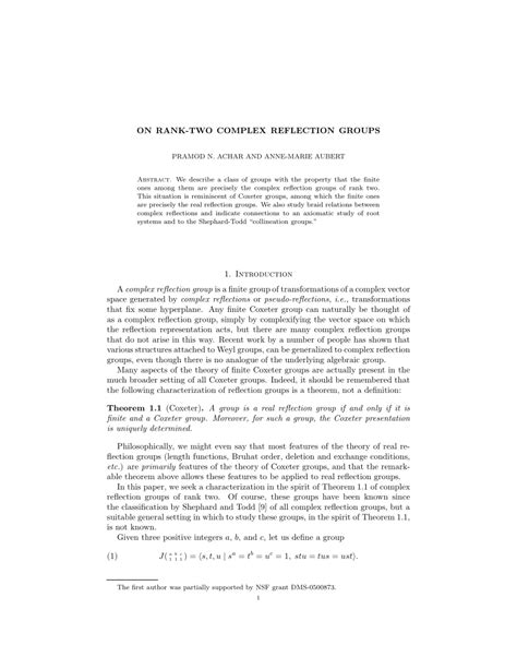 Pdf On Rank 2 Complex Reflection Groups