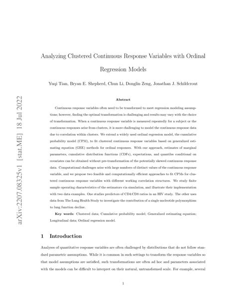 analyzing clustered continuous response variables with ordinal