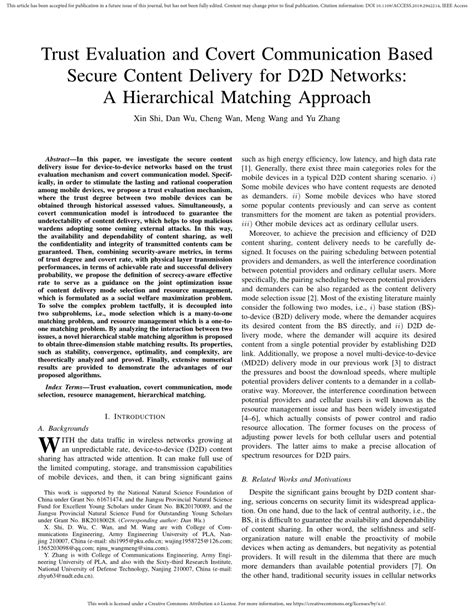 Pdf Trust Evaluation And Covert Communication Based Secure Content Delivery For D2d Networks