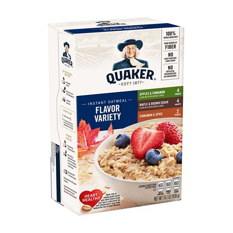 Buy Quaker Instant Oatmeal Flavor Variety 151 Oz 10 Ct From Dollar
