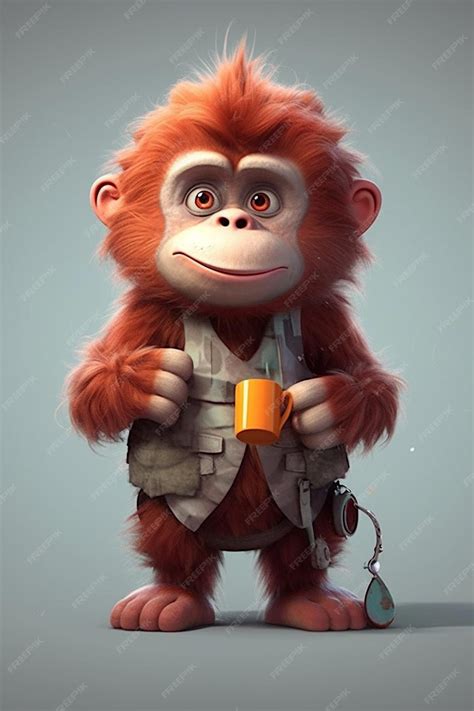 Cómic De Personaje De Simio Muy Lindo Foto Premium