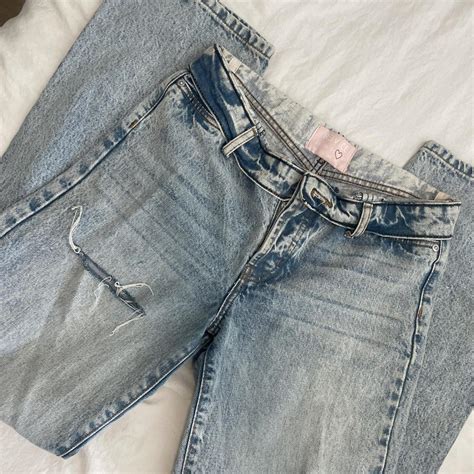 Revice Low Rise Fold Over Jeans Straight Leg With Rips Depop