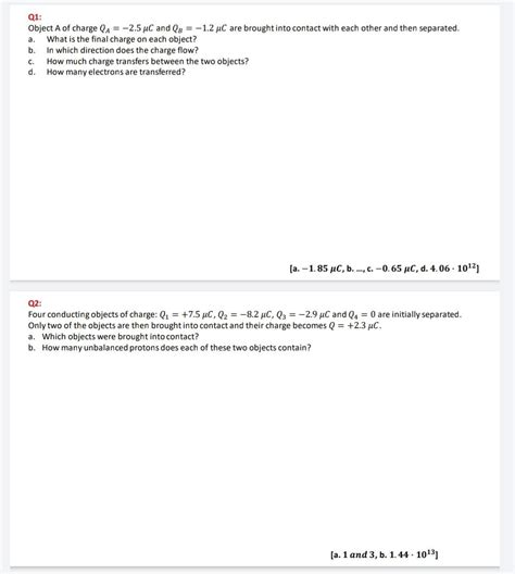 solved object a of charge qa −2 5μc and qb −1 2μc are