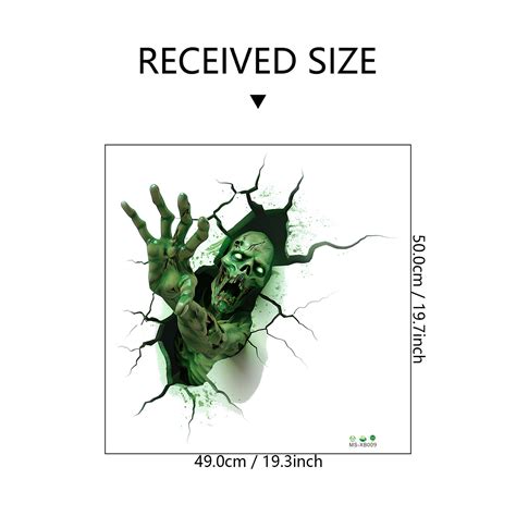 Halloween万圣节恐怖惊悚破墙丧尸贴纸主题派对家居装饰墙贴跨境 阿里巴巴