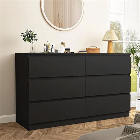 Cipacho Black Dresser For Bedroommodern 6 Drawer Dresser
