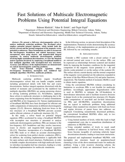 Pdf Fast Solutions Of Multiscale Electromagnetic Problems Using