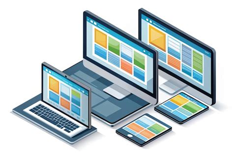 Isometric Vector Illustration Of Responsive Design Concept For Web Development Premium AI