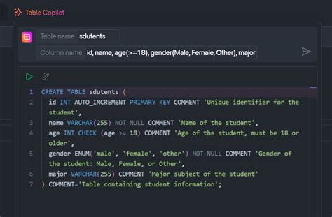 How To Create A Table With SQL Code Chat DB