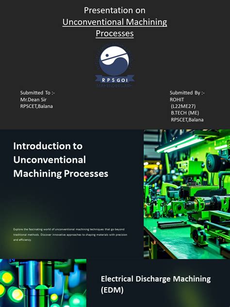 Introduction To Unconventional Machining Processes Pdf Machining Industrial Processes