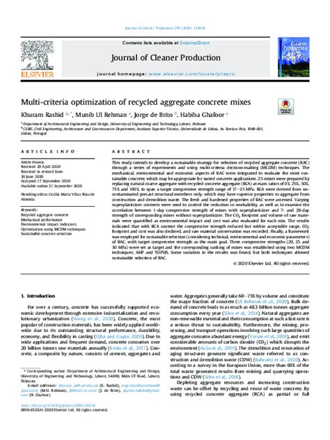 Pdf Multi Criteria Optimization Of Recycled Aggregate Concrete Mixes