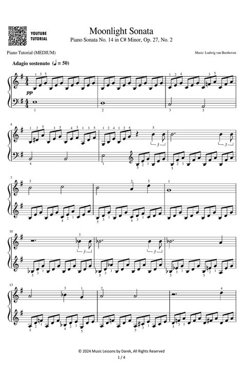 Moonlight Sonata Ludwig Van Beethoven Medium Piano By Ludwig Van