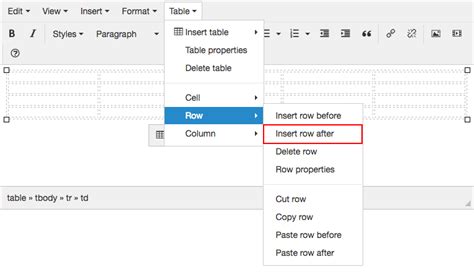 Working With Tables Tinymce Rich Text Editor Branch Cms Documentation