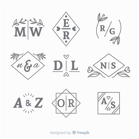 Free Vector Wedding Monogram Logo Templates Collection