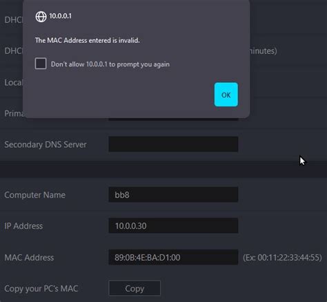 Invalid Mac Address Error On Msi Graxe66 Router When Adding Dhcp