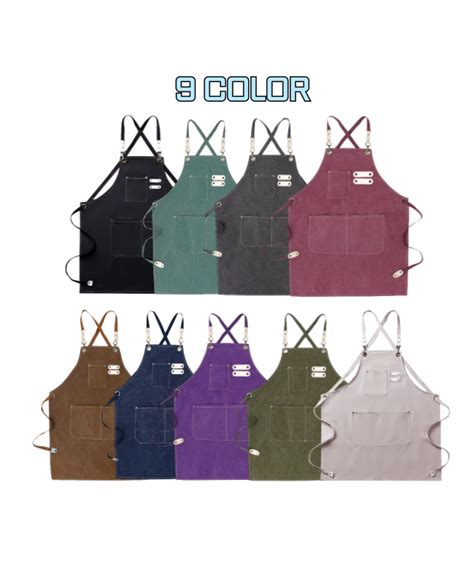9color 카페 바리스타 캔버스 데님 앞치마 남녀공용 제과제빵 베이킹 작업 미술 미용 네일샵 공방 목공 화방용 도예 앞치마 에이블리