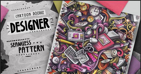 Designer Doodle Cartoon Seamless Pattern Patterns Backgrounds Ft Doodle And Seamless Envato