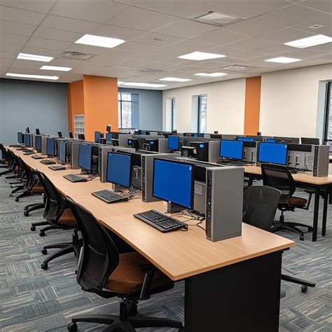 A Computer Lab With Advanced Virtual Reality Stations And Headsets Premium AI Generated Image