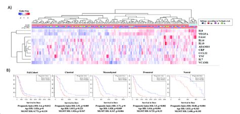 analysis of 10 biomarker cohort in tcga a heatmap showing
