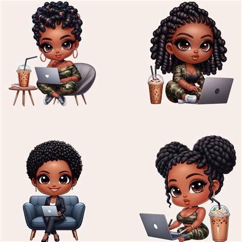 23 Black Chibi Girl Clipart Working Chibi Girl Clipart Black Girl