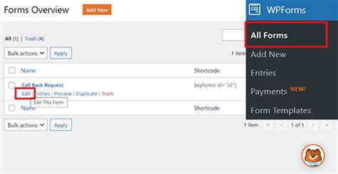 how to add a request to callback form in wordpress