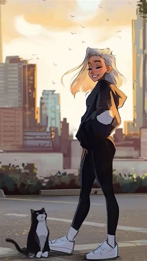 女孩和猫 动漫手机动态壁纸 动漫手机壁纸下载 元气壁纸