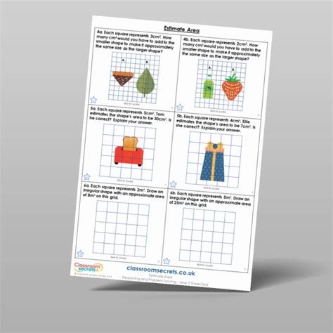 year 5 estimate area reasoning and problem solving resource classroom