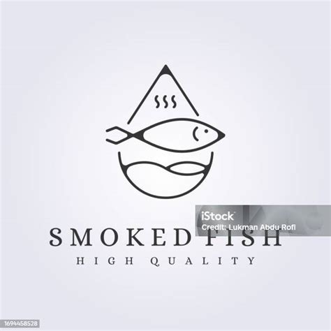 훈제 물고기 로고 간단한 미니멀리스트 라인 아트 아이콘 기호 기호 템플릿 배경 벡터 일러스트레이션 디자인 로고에 대한 스톡 벡터