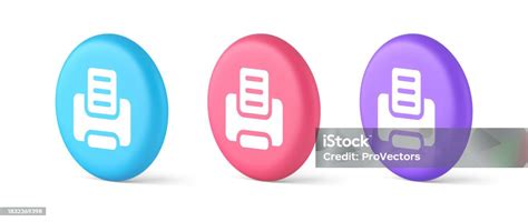 종이 문서 인쇄 버튼 잉크 인쇄물 기술 3d 등각 투영 원 아이콘 프린터 기계 장치 3차원 형태에 대한 스톡 벡터 아트 및 기타