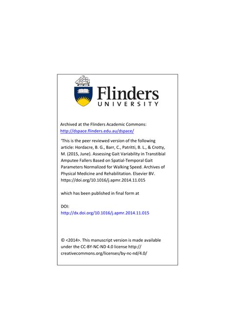 Pdf Assessing Gait Variability In Transtibial Amputee Fallers Based On Spatial Temporal Gait